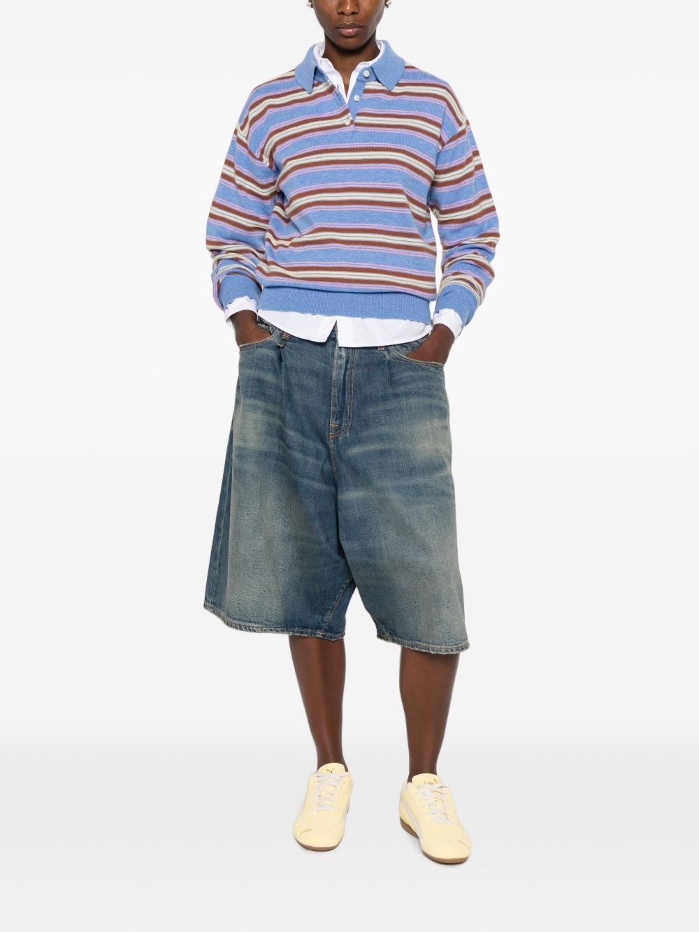 GUEST IN RESIDENCE GUEST IN RESIDENCE Striped Cashmere Polo Shirt